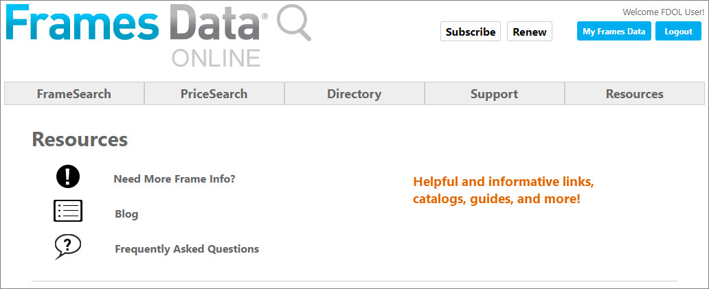 Take a Tour of Frames Data Online