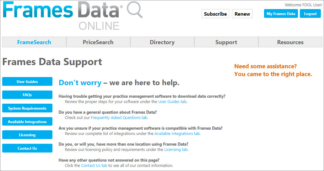 Take a Tour of Frames Data Online