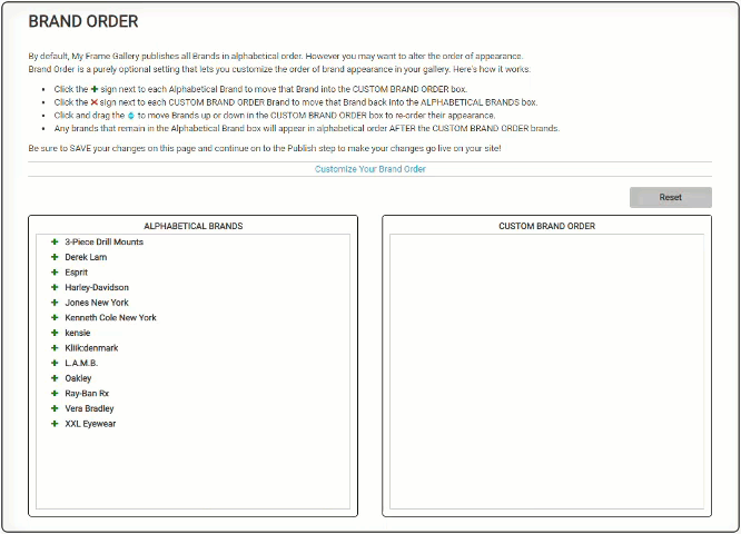 How to set your Gallery's Custom Brand Order